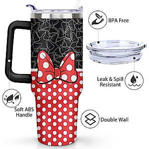 Sunmdecor 40 Oz Tumbler with Handle and Silicone Straws,Coffee Insulated Tumbler with Handle,40oz tumbler with handle