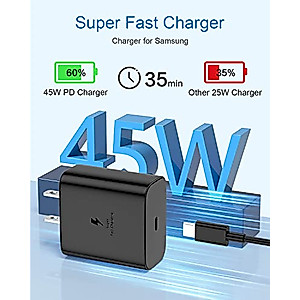45W USB C Samsung Super Fast Charger Block for Samsung Galaxy S23 Ultra S22 Ultra Charger S23/S23+/S22+/S22/S21/ Ultra,S10/S9/S8,Galaxy Tab S8 Ultra S7/S7+/S8+ Type C Wall Charger with 6ft Cable