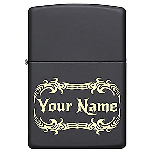 Custom Zippo Lighter Personalized Laser Engraved 'YOUR NAME' Tribal Tattoo Border Lighter Gift for Man or Woman