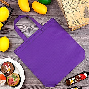 Aneco 24 Pack 11.5 by 11.5 Inches Bottom Birthday Party Bags Non-Woven Treat Bags Easter Egg Hunt Gift Bag Rainbow Colors with Handles, 6 Colors