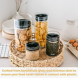Best PREMIUM Airtight Storage Container for Coffee Beans, Tea and Dry Goods - EVAK - Innovation that Works by Prepara, Glass and Stainless, Compact Black Gloss Handle, Large -