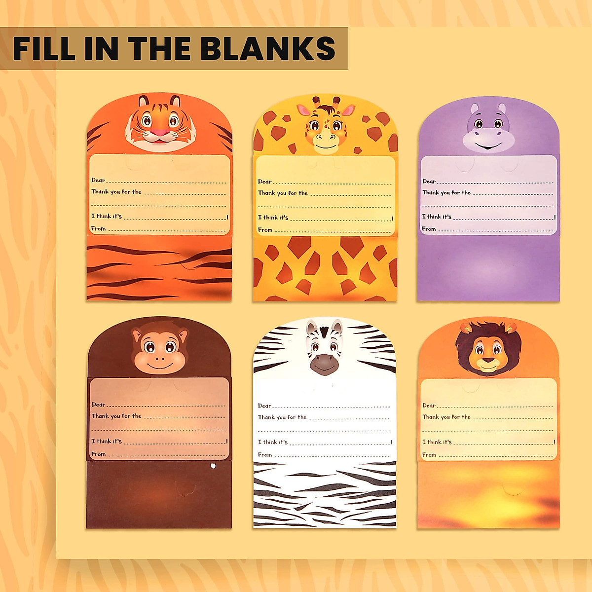 Kids Thank You Cards Fill in the Blank - 12 Fill in the Blank Thank You Cards Kids - Kids Thank You Notes - Thank You Cards with Envelopes Kids - Thank You Cards from Kids - Birthday Thank You Cards