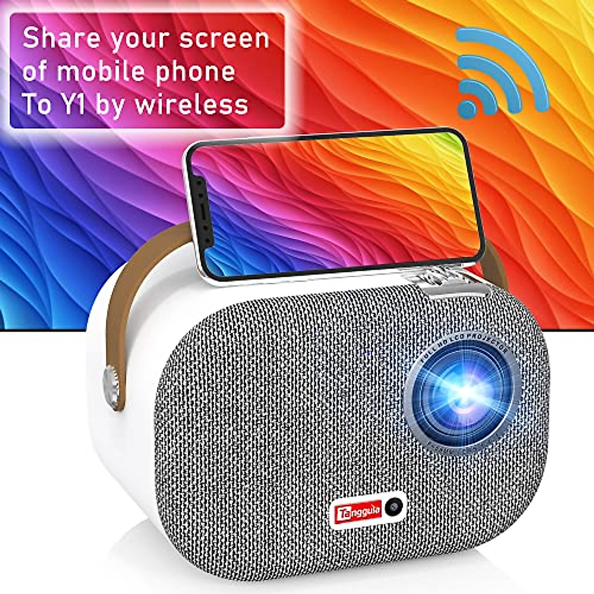 Tanggula Y1 Portable LED Projector + TV Box 2 in 1 , Real 1080P Full HD, Android 9.0 2GB+32GB Dual Band WiFi 2.4Ghz/5Ghz Free Voice Remote
