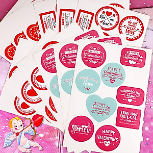 Konsait 140pcs Valentine's Day Stickers, Love Stickers, Sweet Valentine Self-Adhesive Stickers for Party Favors Cards Envelopes Presents Kids Scrapbooking Labels Decoration Stickers