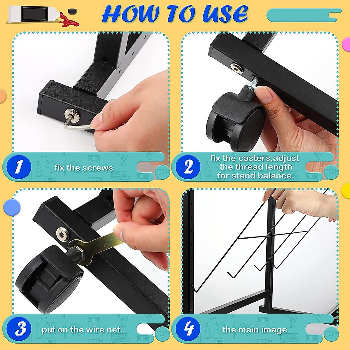 Wire Art Drying Rack for Classrooms Painting Crafts, Stackable Flexible Shelves Metal Steel Mobile Art Rack Artwork Canvas Storage Display Rack with Wheels for Art Studio (Size : 25 Shelves)