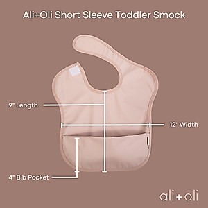 Ali+Oli Smock Bib for Baby (1-pc) Short Sleeve Set (Farm) BPA-Free Oeko-Tex Certified, Toddler Bib Ages 6m+