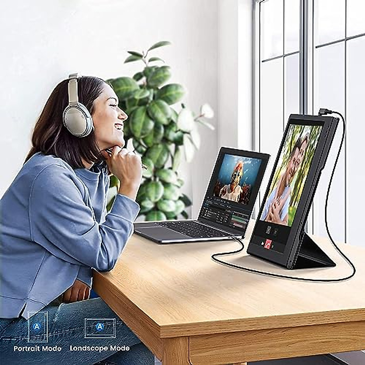 APILDELLA Portable Monitor 12’’ Laptop Monitor Extender USB C HDMI, FHD Travel Monitor Plug&Play Laptop Screen/Smart Cover, External Monitor for Laptop PC Phone Mac Switch Xbox PS4