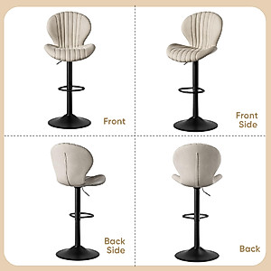 Bar Stools Set of 2 Modern Swivel Bar Chairs, Barstools Counter Height with High Backrest, Easy 3-5 Minute Assembly for Bar, Kitchen, Dining Room Beige