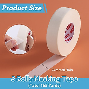 Fyguard 3 Pack Beige White Masking Tape 1 Inch Wide Masking Tape Bulk, Multi-Surface Masking Tape for Labeling Sealing Art Crafts, Home Use(165 Total Yards)