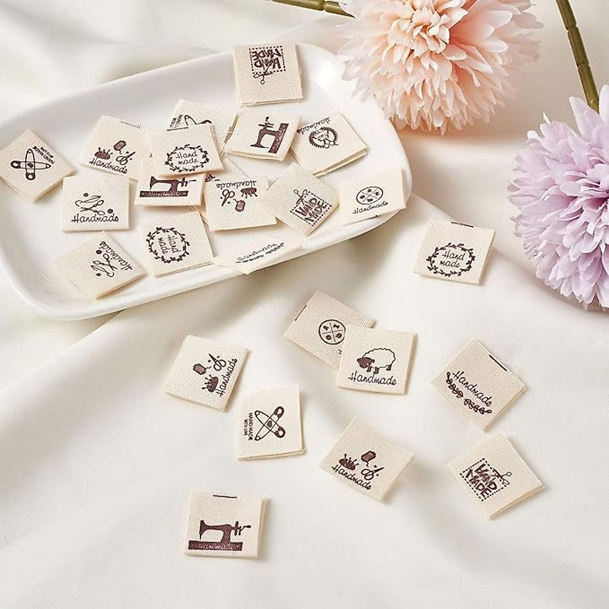 50 Pcs Clothes Cotton Labels Sewing Labels Washable Handmade Labels Garment Clothing Labels for DIY Sewing (#5)