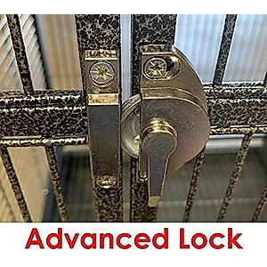 Extra Large Wrought Iron Open/Close Play Top Bird Parrot Cage, Include Metal Seed Guard Solid Metal Feeder Nest Doors Overall Dimensions: 35.25" Wx29.5 Lx62 H(with Seed Skirt)