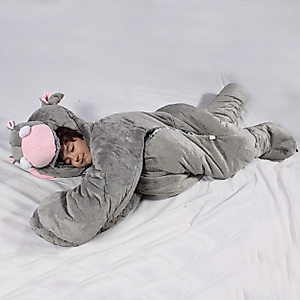 for Children up to 54 inches Tall. The Original SnooZzoo Hippo Children's Sleeping Bag.