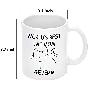Cat Mom Gifts Worlds Best Cat Mom Ever Mug - Cat Lover Gifts for Women - Birthday Gifts for Cat Lovers for Women - Cat Gifts for Cat Lovers - Mothers Day Gifts for Cat Mom - 11Oz Cat Mom Coffee Mug