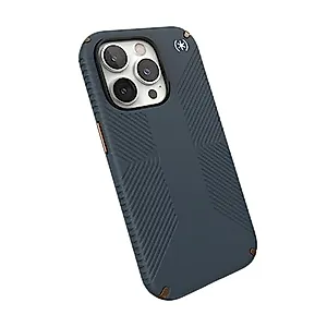 Speck iPhone 14 Pro Case - Drop Protection, Scratch Resistant, Dual Layer Slim Phone Case for 6.1 Inch iPhones 14 Pro - Built for MagSafe - Presidio2 Grip - Charcoal/Cool Bronze/White