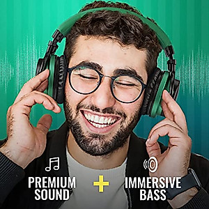 E7 BasicC Active Noise Cancelling Bluetooth Wireless Over Ear Headphones with Mircophone, 30H Playtime,Deep Bass, Comfortable Protein Earpads, for Travel, Home, Office (Green)