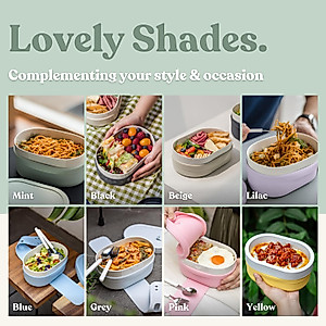 Ceramic Bento Lunch Box with Silicone Lid & Compartment Divider for Adults, Reusable Airtight Meal Prep Food Storage, Sandwich, Snack, Salad Container, Microwave Oven Safe (Pink, 30.4 Oz)