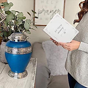 Ayerloom Urn for Human Ashes, Peaceful Blue Adult Memorial Urn for Mom, Dad, Husband or Wife, Funeral Cremation Urn