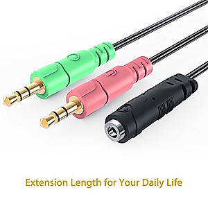 MillSO Headphone Splitter for Computer CTIA 3.5mm TRRS Female to Dual TRS Male Mic Audio Jack Y Adapter Headset Splitter Cable for PC Laptop to Gaming Headset - 8inch/20cm