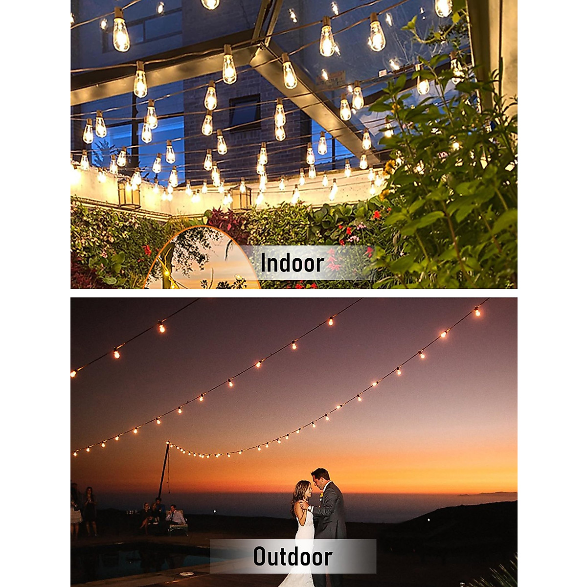 Romasaty 10-Pack Edison Light Bulbs ST40 Clear Replacement Bulbs-7 watts 120 Volts E17 Screw Base for Outdoor Indoor Patio Edison String Lights-Clear