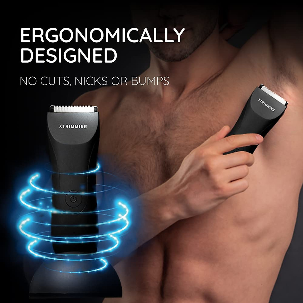 Xtrimming Pubic Hair Trimmer for Men - Waterproof Electric Body Trimmer for Men - Body Hair Trimmer for Men - Great Hair Razor Hygiene Fully, Cordless Trimmer, Rechargeable & Smooth Body Shaver