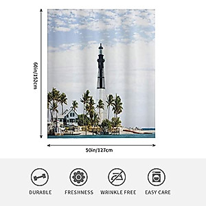 Flannel Blankets for Bed,Hillsboro Lighthouse Pompano Beach Florida Atlantic Ocean Palms Coast,Soft Throw Blanket Luxury Flannel Lap Blanket 50x60