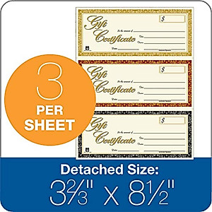 Adams Gift Certificates, Laser/Inkjet Compatible, 3-Up, 30 per Pack with Envelopes (GFTLZ),White