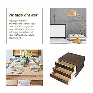 Cabilock Storage Wood Tier Accessories Office Cosmetics Drawer Shallow Kitchen Counter Sundry Cosmetic Wooden Supplies Container Holder Layer Organiser Drawers Retro Stackable Jewelery