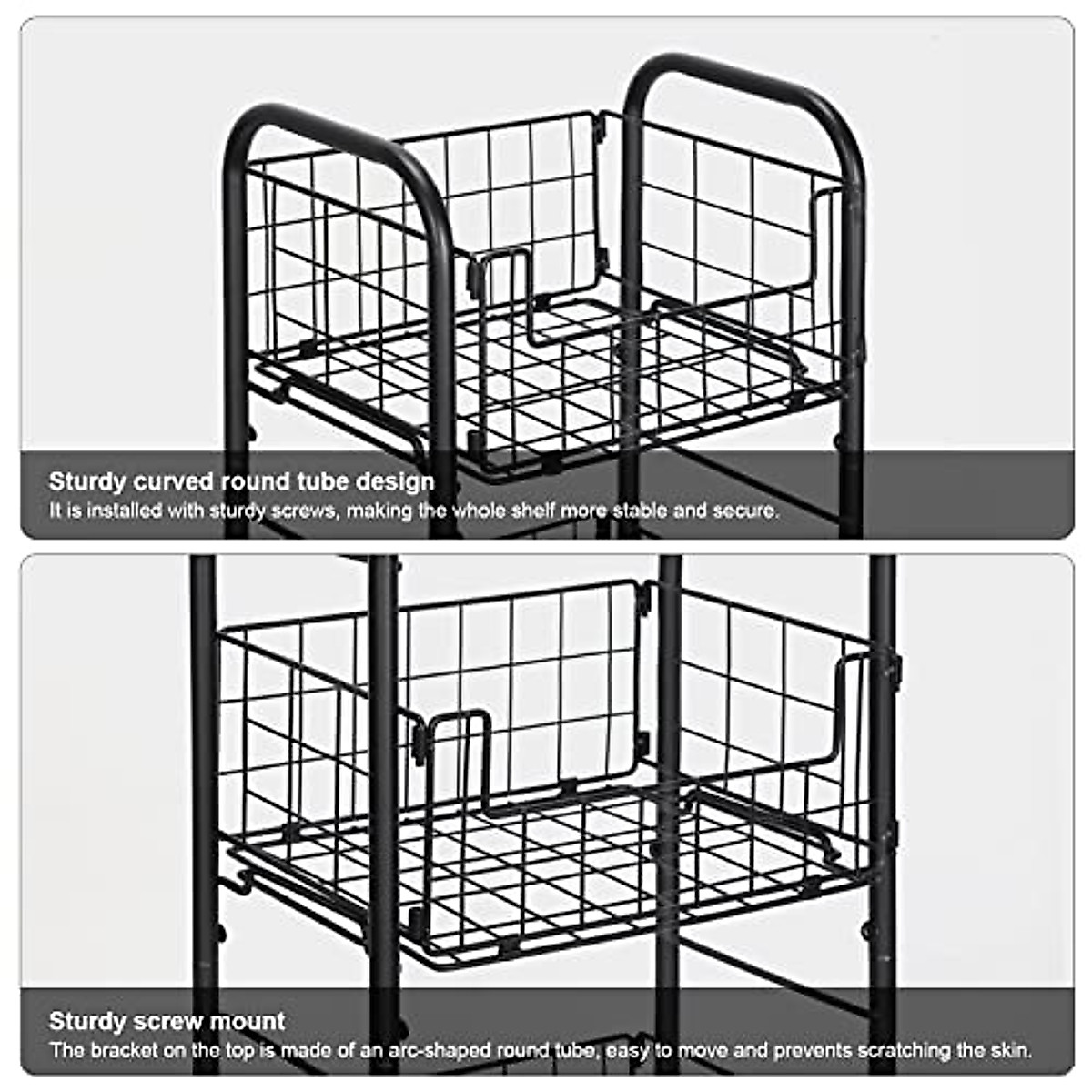 3-Tier Metal Tower Bathroom Shelf, Freestanding Storage Organizer Tower Rack Basket Shelf, Metal Furniture Unit for Bathroom, Powder Room, Laundry Room Entryway, Kitchen Pantry-Holds Bath Towels, Soap