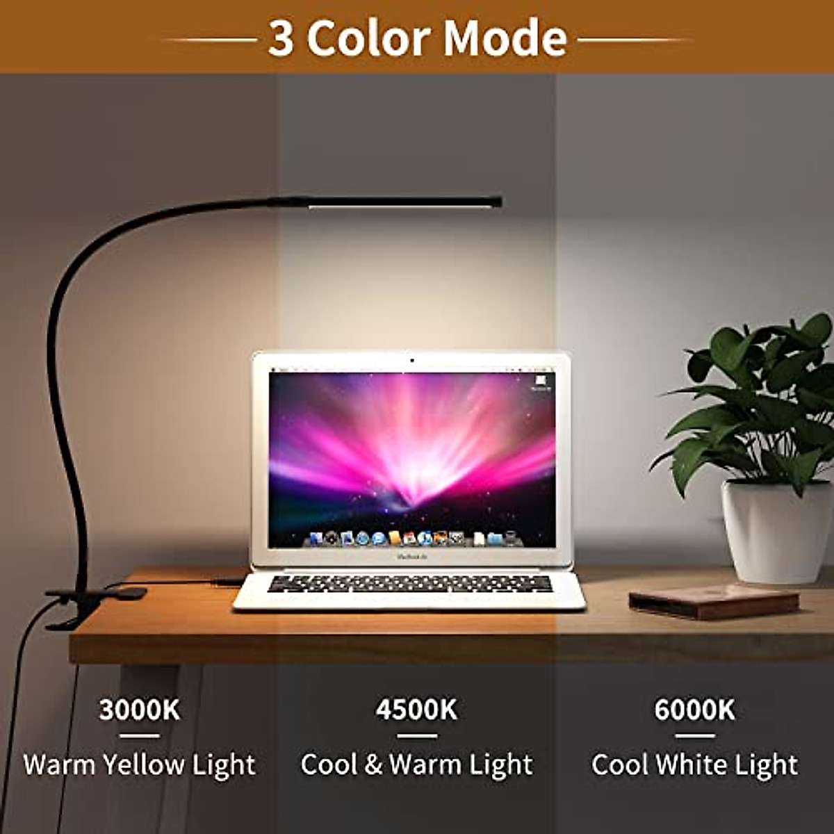 iZELL Book Light, LED Reading Light Clip On [3 Color Modes & 10 Brightness Levels] Flexible Gooseneck Book Reading Lamp for Kids Reading in Bed at Night Clip Bedside Table Headboard Dorm