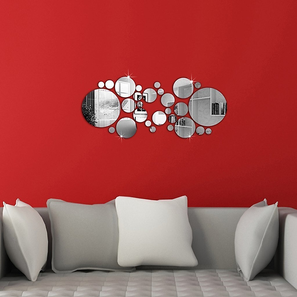 DIY Mirror Wall Sticker, OMGAI Removable Round Acrylic Mirror Decor of Self Adhesive Circle for Art Window Wall Decal Kitchen Home Decoration, 30Pcs