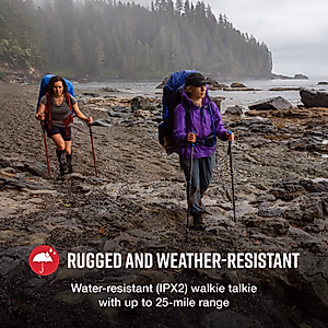 Cobra ACXT345 Weather-Resistant Walkie Talkies for Adults - Rechargeable, 22 Channels, Long Range 25-Mile Two-Way Radio Set (2-Pack)