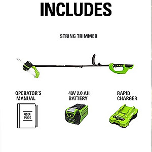 Greenworks 40V 14 inch Brushless Cordless String Trimmer, 2Ah Battery and Charger Included ST40L210
