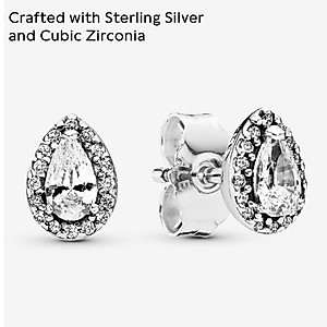 PANDORA Sparkling Teardrop Halo Stud Earrings - Timeless Earrings for Women - Great Gift for Her - Made with Sterling Silver & Cubic Zirconia