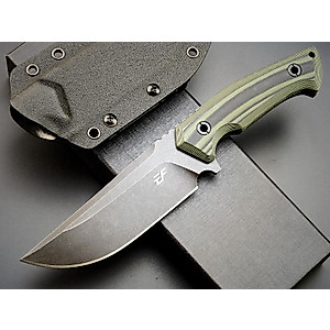 Eafengrow EF134 Fixed Blade Knife DC53 Steel Blade Two Tone G10 Handle Full Tang Heavy Duty EDC Straight Knifes for Working Camping Hunting Bushcraft(Black)