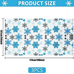 3Pcs Christmas Snowflake Tablecloth Table Cover Snowflakes Winter Plastic Tablecloth Winter Wonderland Decorations Scandinavian Snowflakes Table Cover for Christmas, Frozen Theme Party Supplies