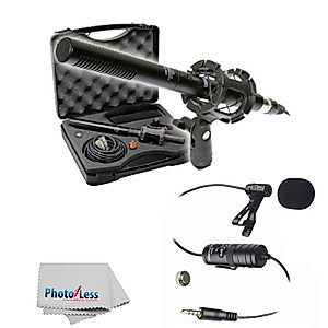 New Vidpro XM-55 15-Piece 11" Condenser Shotgun Video & Broadcast Microphone Kit with Vidpro XM-L Wired Lavalier Condenser Microphone 20' Audio Cable for Canon Nikon Sony DSLR Camera Camcorders
