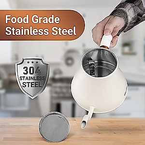 Mecity Electric Kettle Stainless Steel Gooseneck Water Kettle Water Boiler for Pour Over Coffee Fast Heating, Auto Shut Off, 27 fl oz, 1000W, Milk White