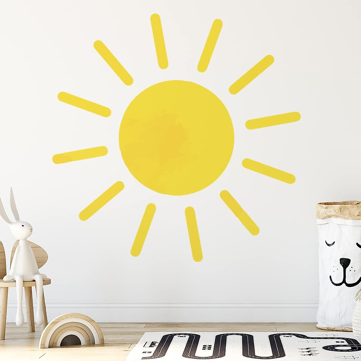 37x37 Inch Boho Sun Wall Decals Removable Sunshine Wall Sticker Vinyl Peel and Stick Sun Decals Wall Art for Girls Kids Bedroom Nursery Playroom Decor