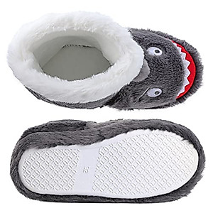 Girls Boys Unicorn Shark Bootie Slippers, Winter Warm Plush Fleece Cute Animal design Slip-on Booties Indoor & Outdoor