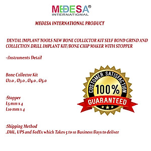 Dental Implant Surgical Bone Collector Bone Chip Maker Drill & Stopper Kit Stainless Steel 12 Pcs CE by MEDESA