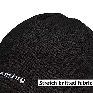 Waterproof Windproof Winter Warm Knit Beanie Fishing Hat Cap, Slouchy Soft Black Headwear Great for Winter Ski Walking Running Trekking