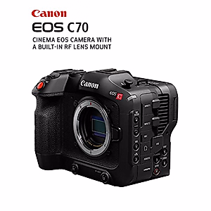 Canon EOS C70 Cinema Camera RF Mount - EF Lens Compatibility w/EF-EOS R 0.71x Adapter - 16+ Stops Dynamic Range - ND Filters - RAW Internal Recording - CMOS AF - Face Eye Detection, Subject Tracking