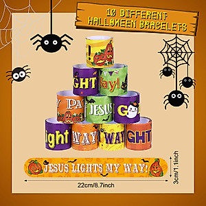 Frienda 40 Pcs Halloween Slap Bracelets Halloween Party Supplies and Decorations Halloween Bracelet with Pumpkin Bat Spider Pattern Kids' Play Bracelets for Office Home School Halloween Party Gifts