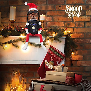 Snoop Dogg Snoop on a Stoop 2023 Christmas Elf Doll, 12” Small Plush Toys Shelf Decor, includes Elf Toy, Extra Tshirt, Sunglasses and Necklace, for Men & Women.