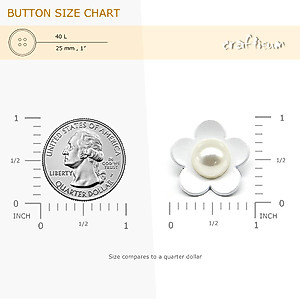 Craftisum Cute White Flower Shank Sewing Buttons 20 Pcs - 25mm, 1"