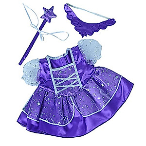 Purple Fairy Princess Dress w/Wand Teddy Bear Clothes Fits Most 14"-18" Build-a-bear and Make Your Own Stuffed Animals