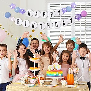 SHANBOYU DIY 3D Friendship Bracelet Birthday Banner Music Fans Birthday Decoration for concert Theme Supplies Wall Door Bunting Banner Flag Birthday disco prom Supplies (Macaron color)