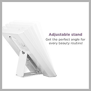 Conair Lighted Makeup Mirror, LED Vanity Mirror with Adjustable Base, Battery Operated in Glossy White