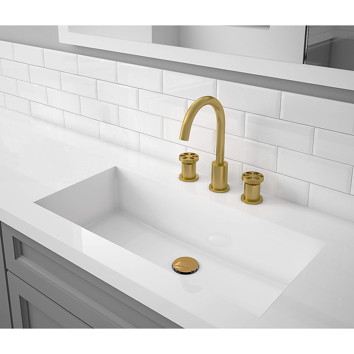 Ancona Nova Double Handle Widespread Bathroom Faucet in Brushed Titanium Gold AN-4511