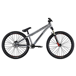 Mongoose Fireball Dirt Jump Mountain Bike, 26-Inch Wheels, Mechanical Disc Brakes, Chrome